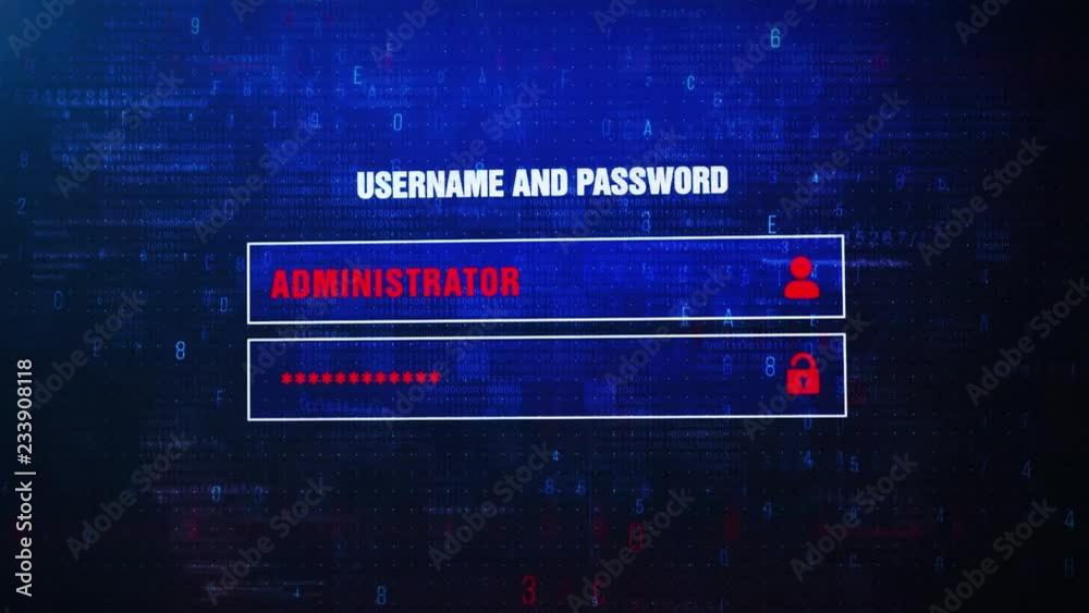 Information Theft Alert Warning Error Message Blinking on Screen . Entering Login And Password ...