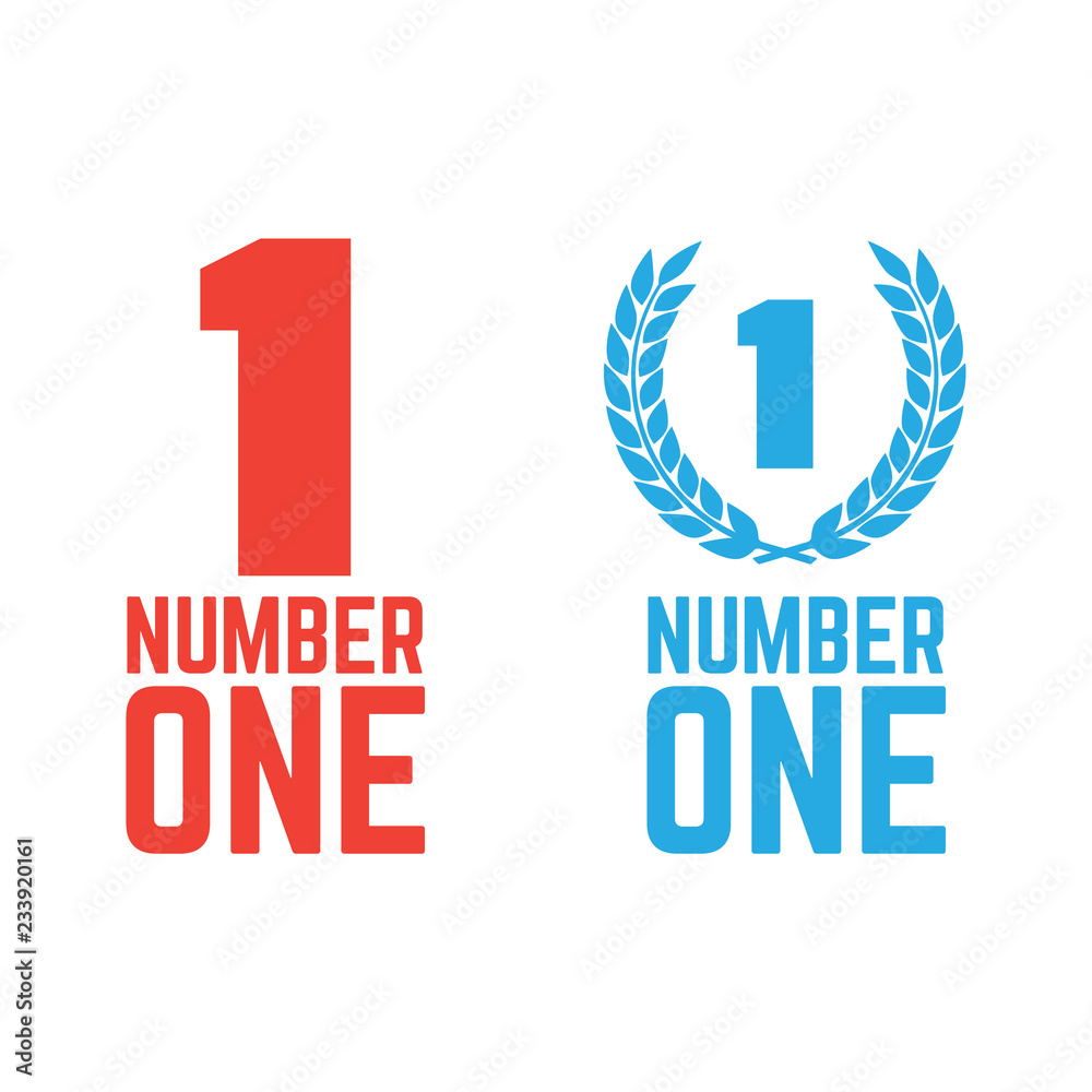 Number one retro labels. Set of one number logo. First place badge ...