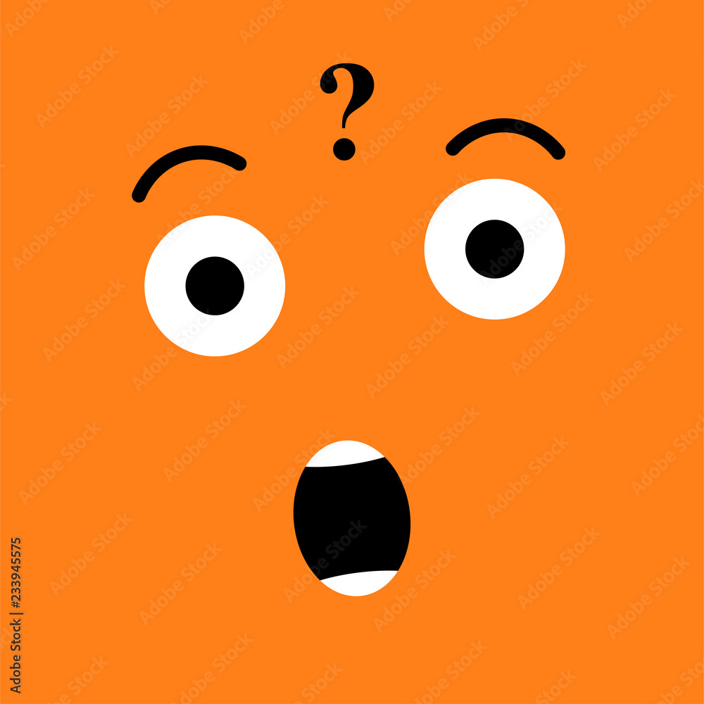 Questioning funny emotion emoji face. Simple emoticons pictograms ...