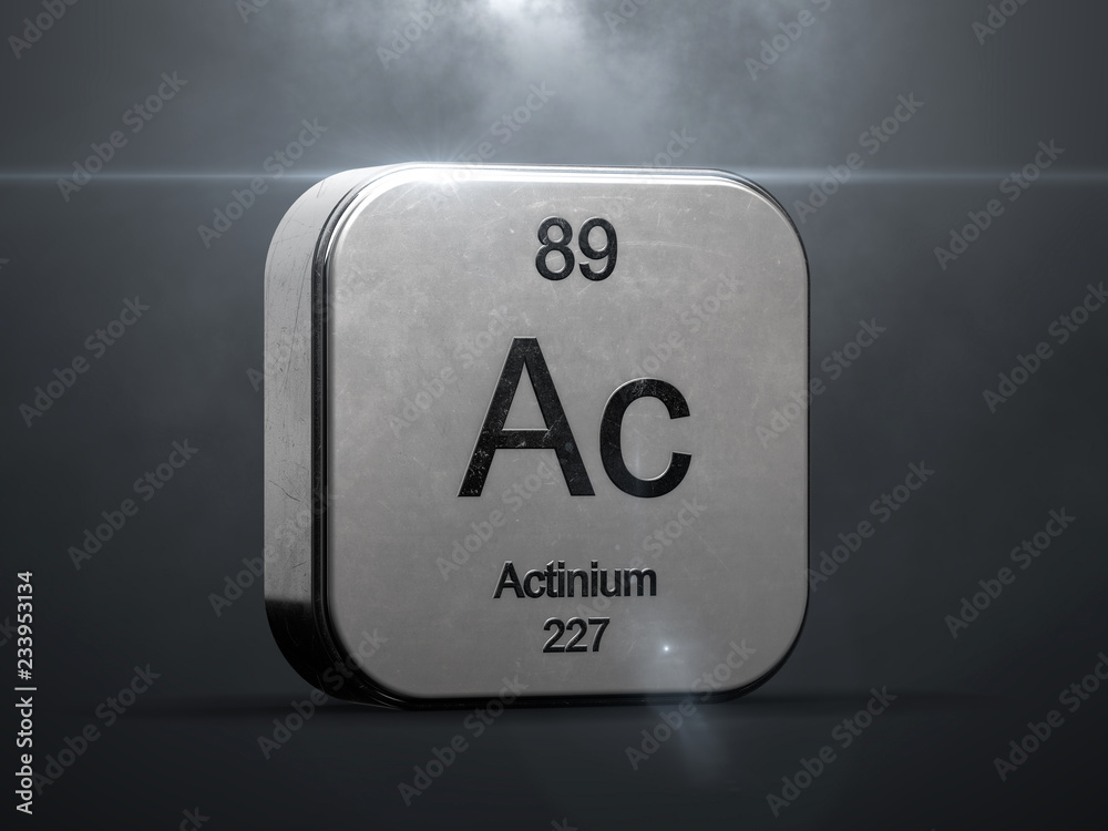 Actinium element from the periodic table. Metallic futuristic icon 3D ...
