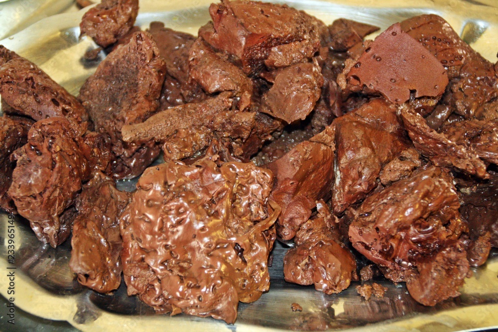 Sangre de cerdo cocida. Matanza tradicional y elaboración de embutidos ...