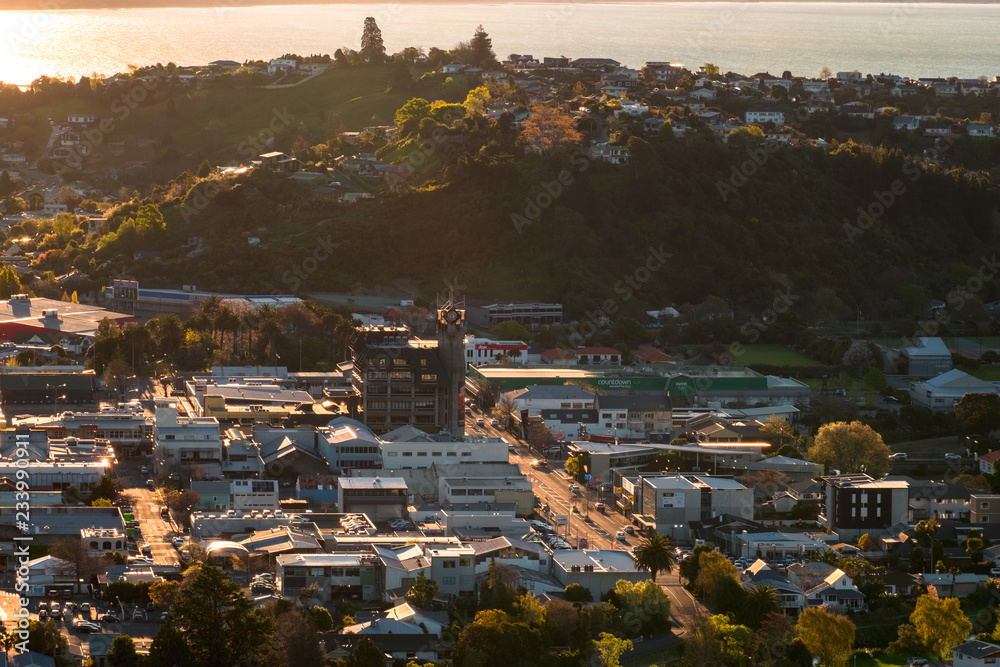 2018, September 29 - Nelson, New Zealand, View of Nelson Town at sunset ...
