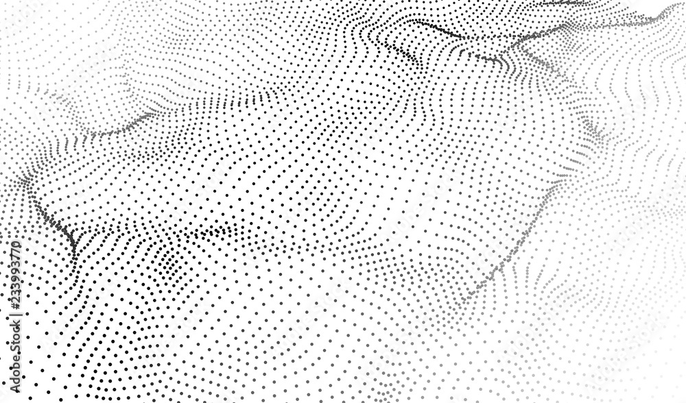 Wave 3d. Wave of particles. Futuristic point wave. Design for poster ...