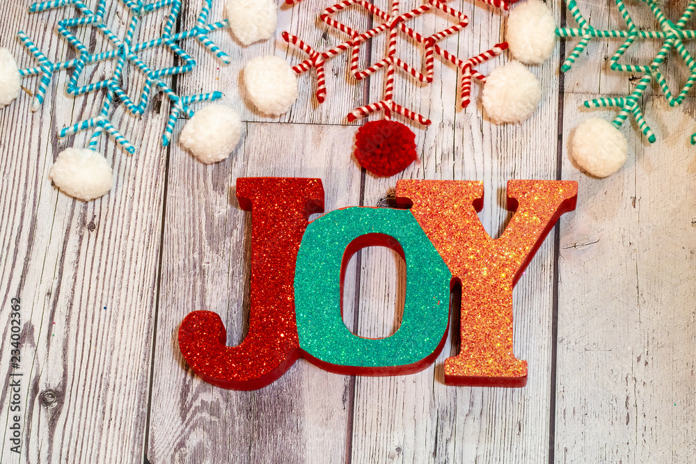 Pom pom twine fabric snowflakes in white, red, and teal colors. Glitter ...