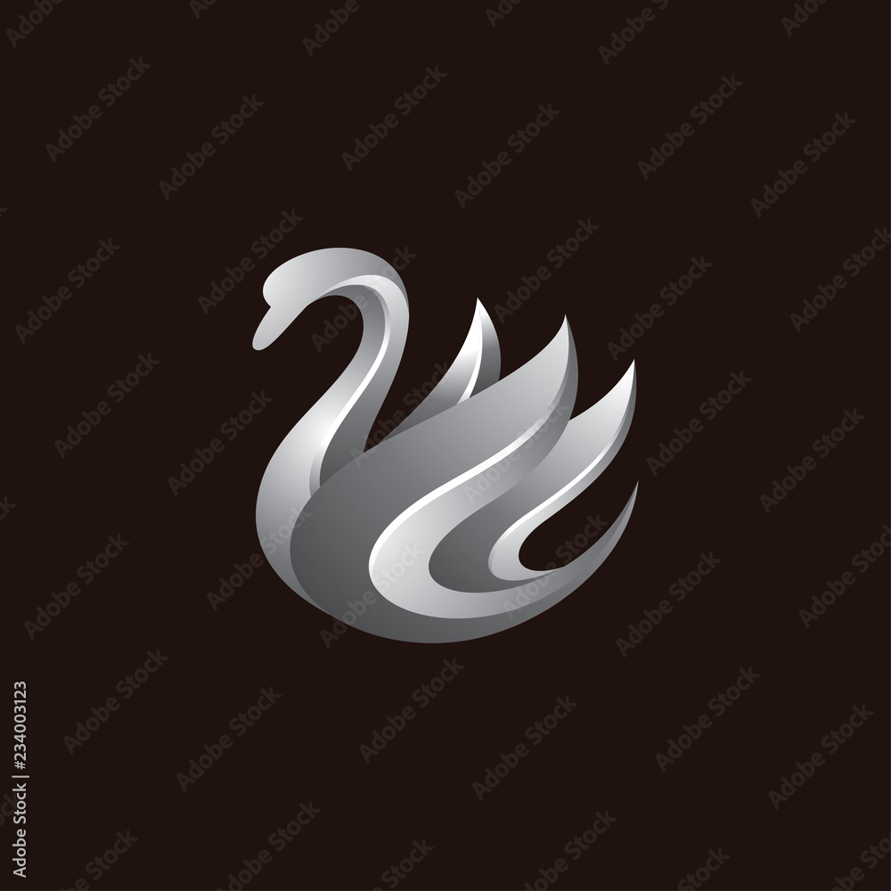 Elegant, luxury, silver swan wing vector logo Stock Vector | Adobe Stock