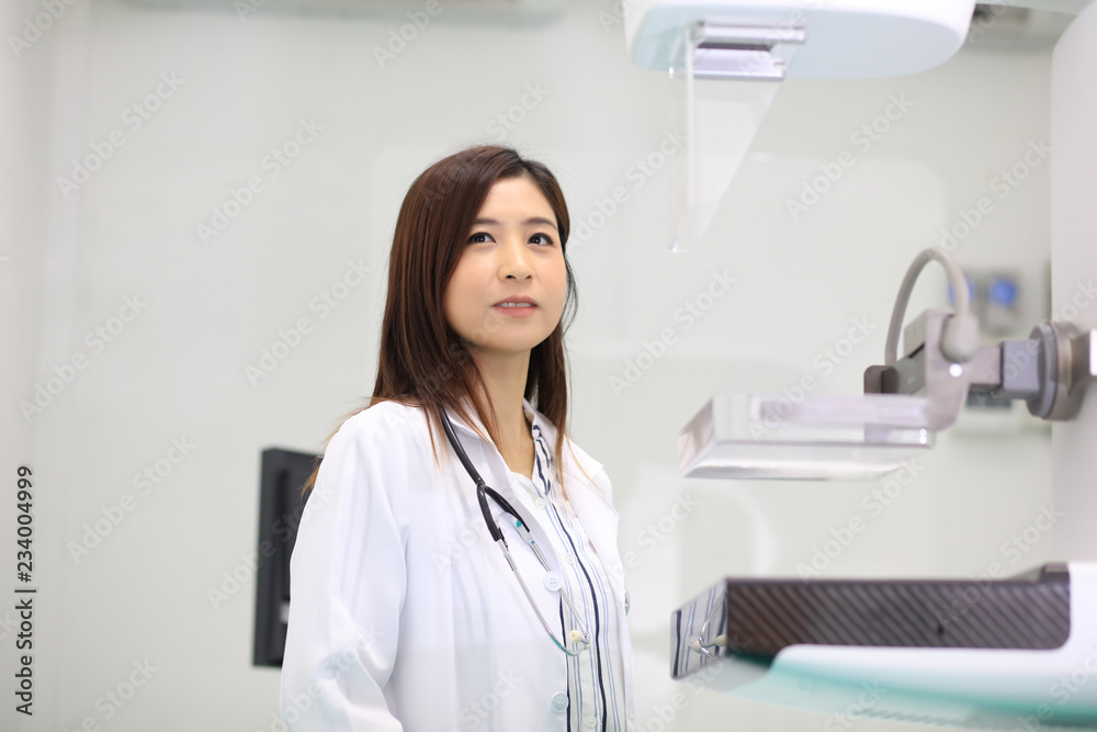 Cute Asia Doctor eye contact communicate with patient Stock Photo ...