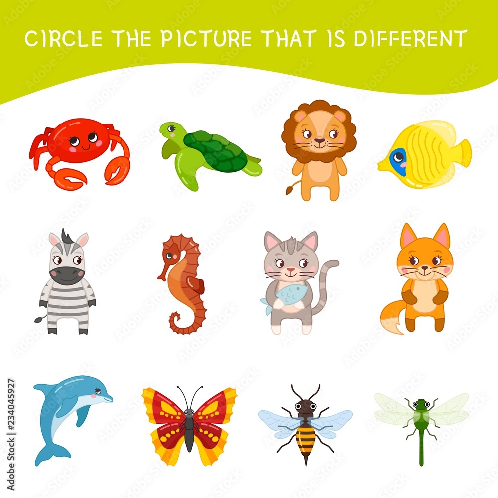 Educational children game. Kids activity sheet, Circle the picture that ...