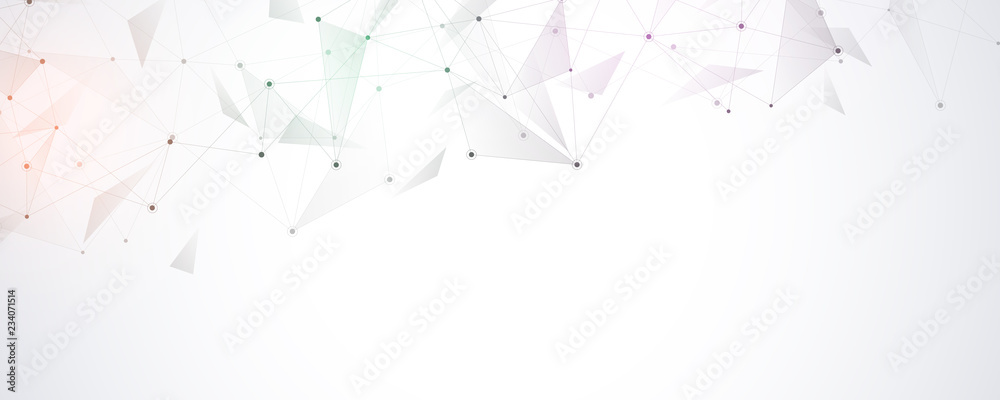 Geometric abstract background with connected dots and lines. Molecular ...