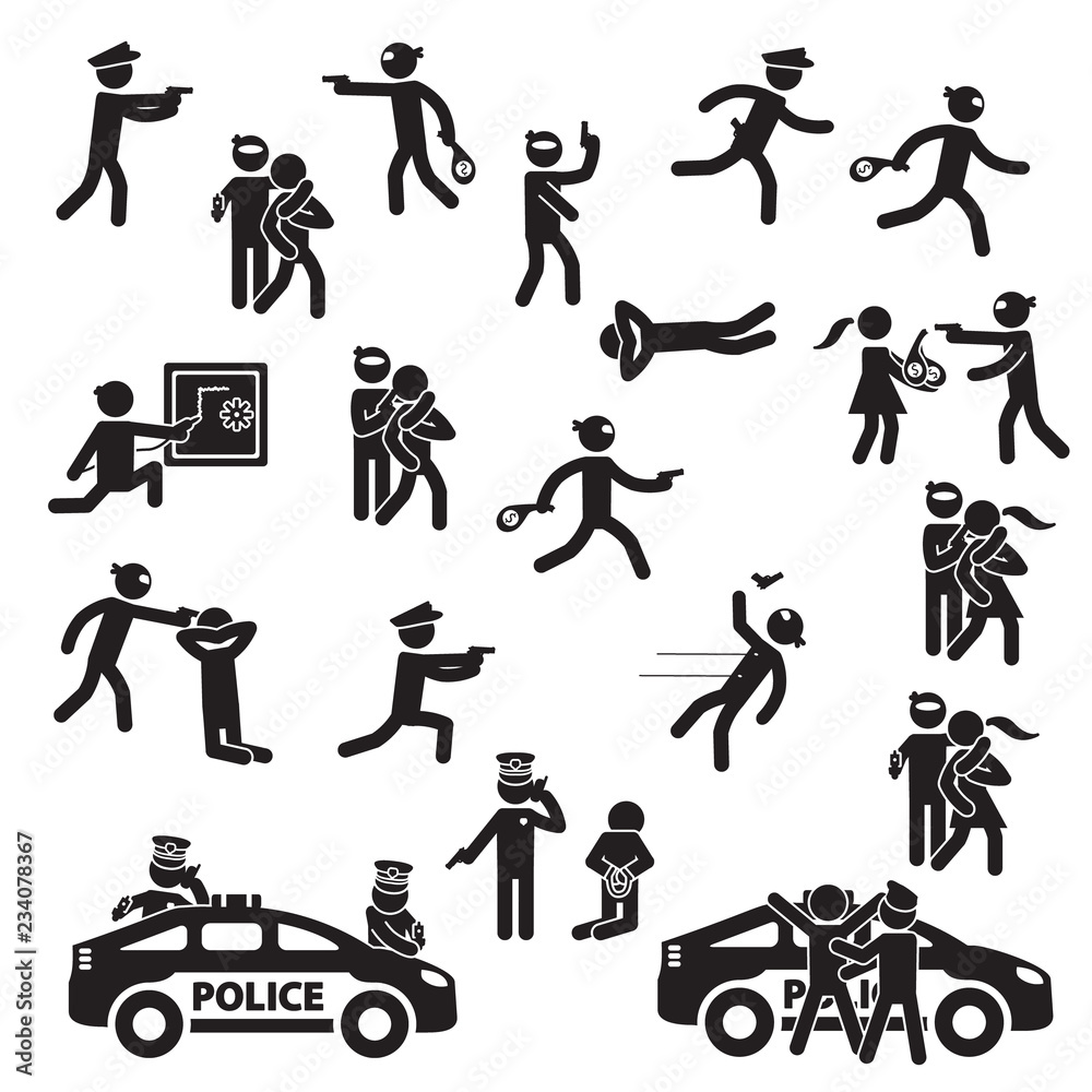 Robbery and crime icon set. Vector. Stock Vector | Adobe Stock