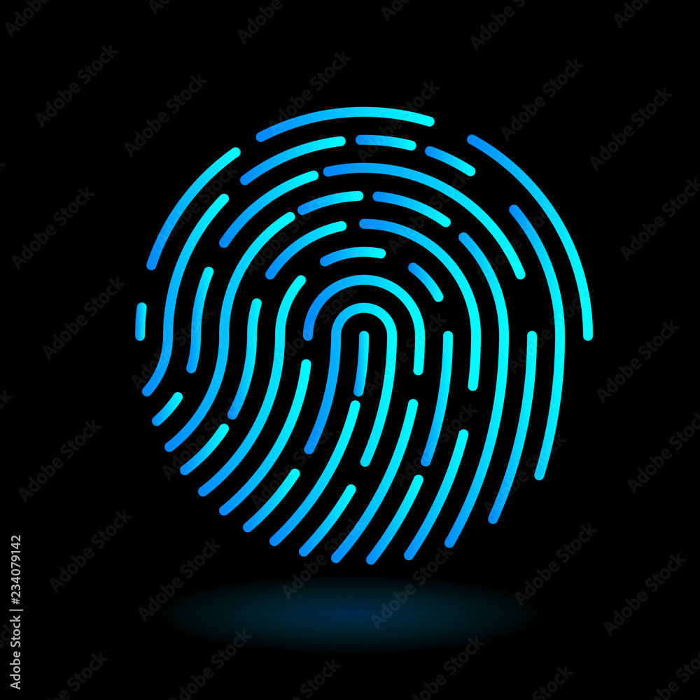 vector round icon fingerprint - symbol of finger in line art design on ...