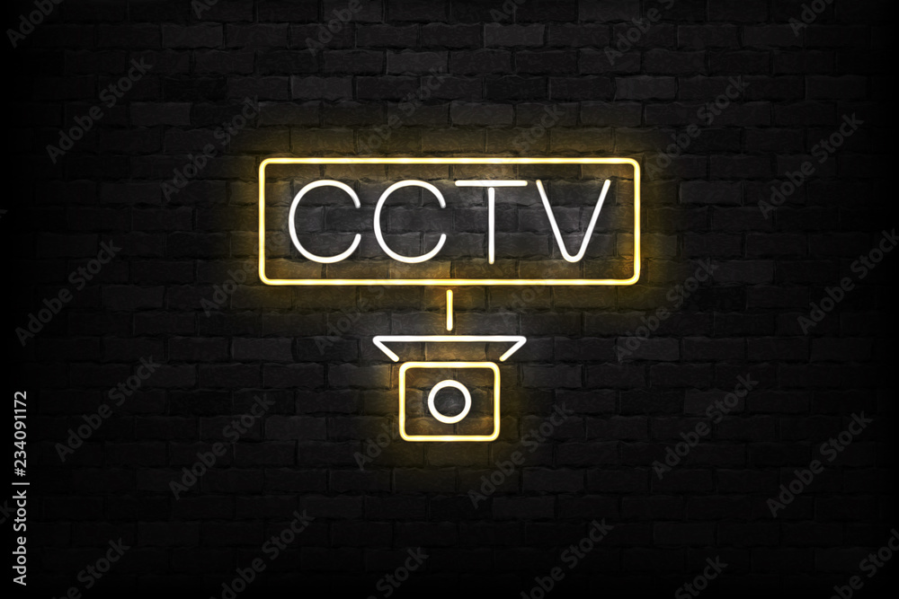 Vector realistic isolated neon sign of CCTV logo for template ...