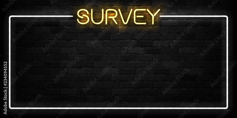 Vector realistic isolated neon sign of Survey frame logo for template ...