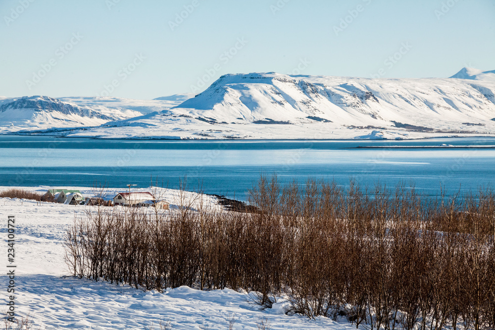 Borgarnes view during winter which is a town located on a peninsula at ...