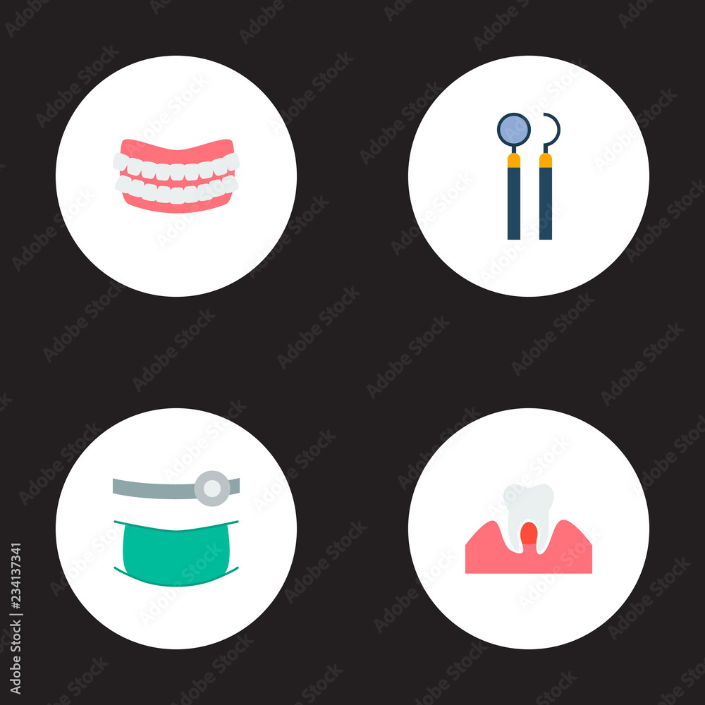Set of enamel icons flat style symbols with mirror with probe ...