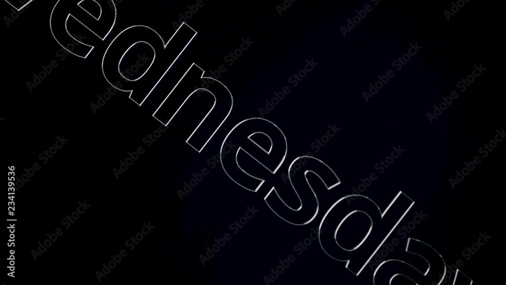 Vidéo Stock Day of the week wednesday from silver letters glides from ...