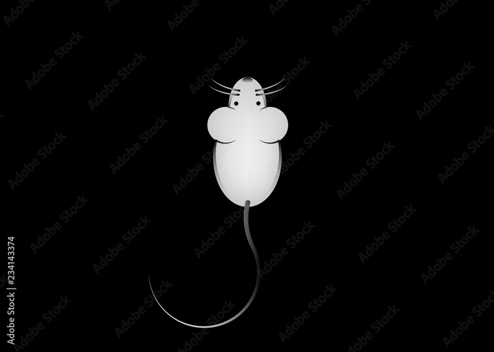 Stylish icon of a white mouse PC icone for web and print. Minimalistic ...