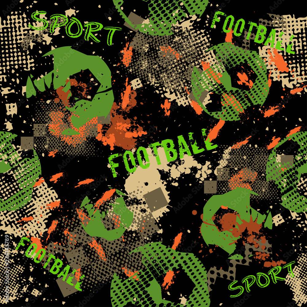 Abstract seamless football pattern for boys. Sport football pattern ...