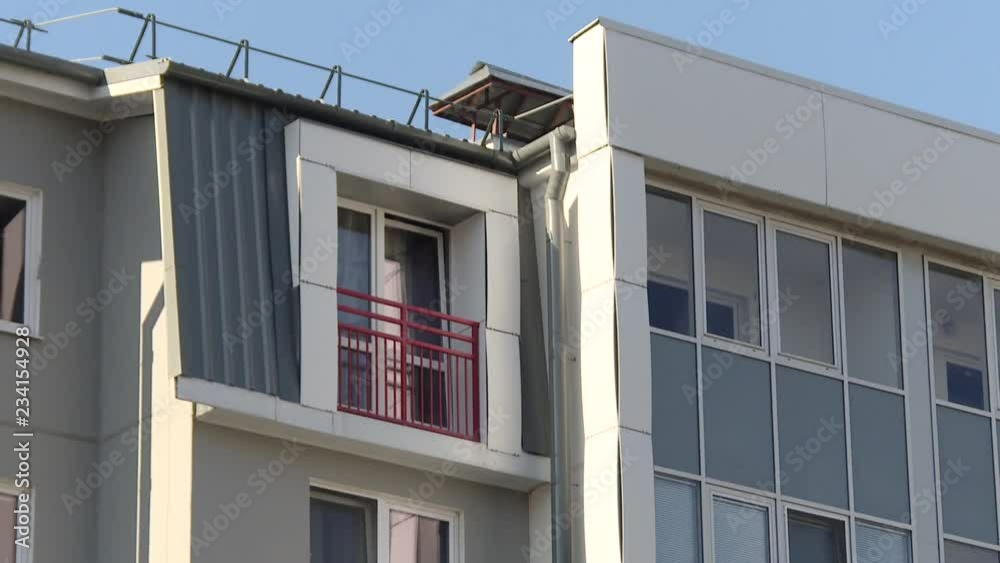 New prefab house. Apartments in panel houses. The facade of a ...