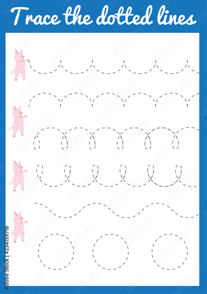 Trace the line. Handwriting practice sheet. Educational children game ...