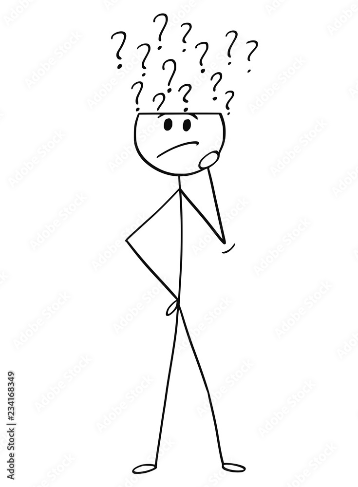 Cartoon stick drawing conceptual illustration of man or businessman ...