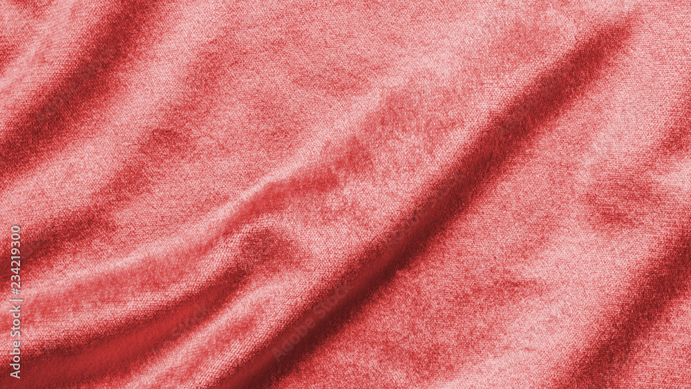 Red velvet background or velour flannel texture made of cotton or wool ...