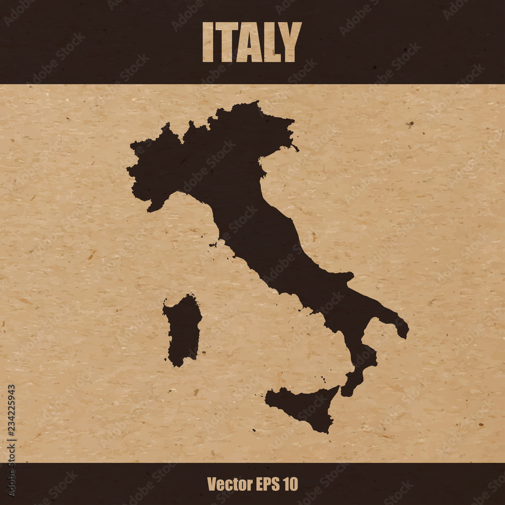 Detailed map of Italy on craft paper background Stock Vector | Adobe Stock