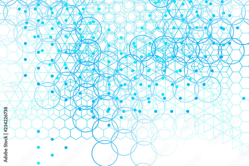 The science and mathematics abstract background with circles, cube ...