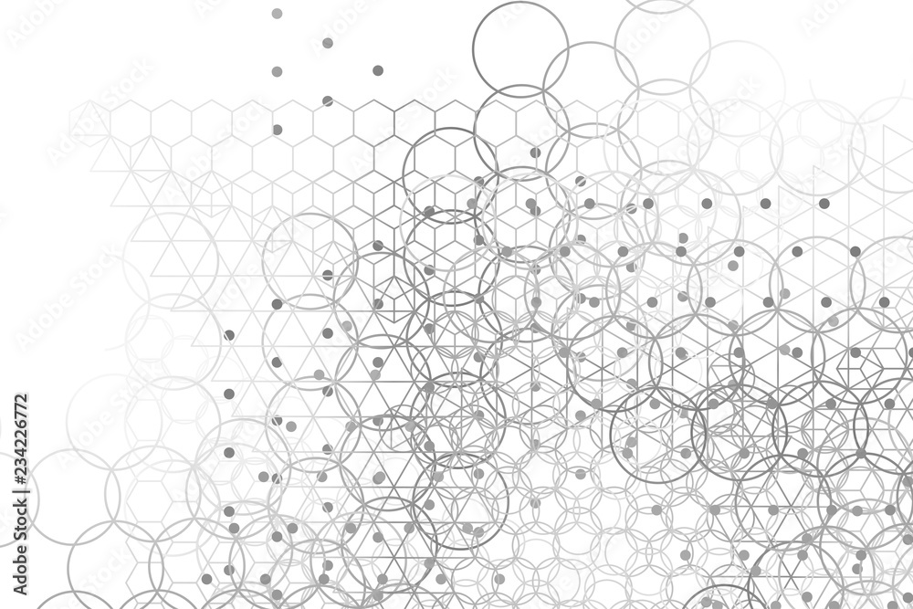 The science and mathematics abstract background with circles, cube ...