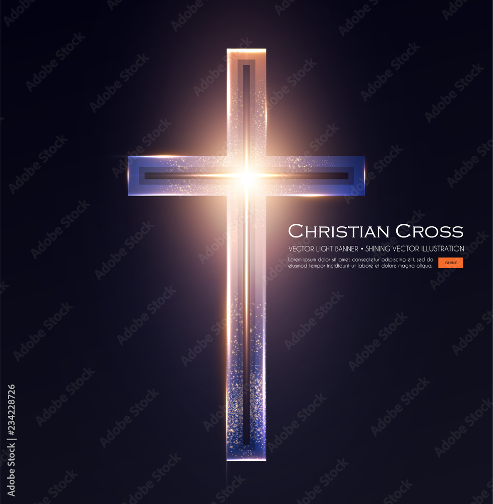 Christian Cross Sign with Shining Light Effect. Stock Vector | Adobe Stock
