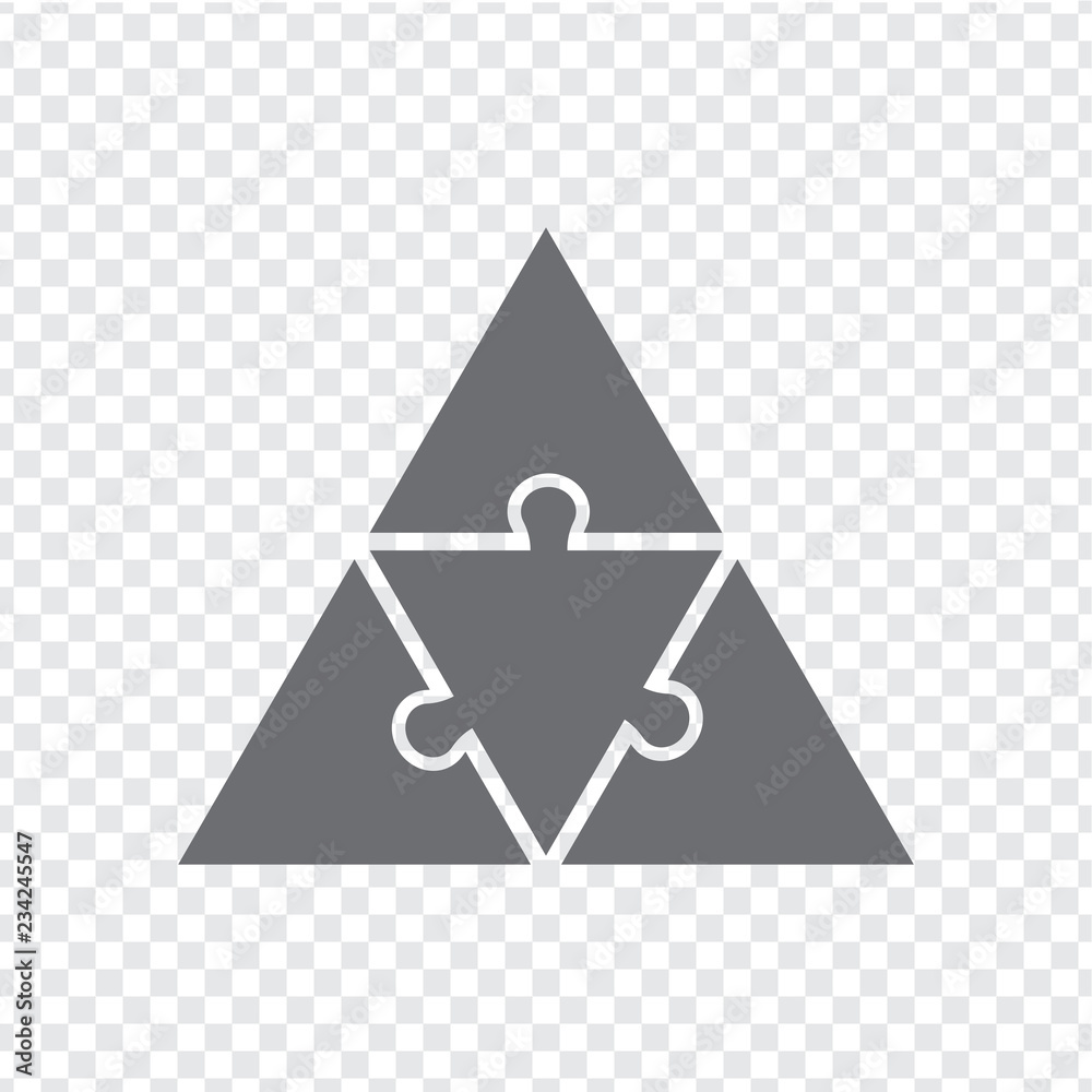 Simple icon triangle puzzles in gray. Simple icon puzzle of the four ...