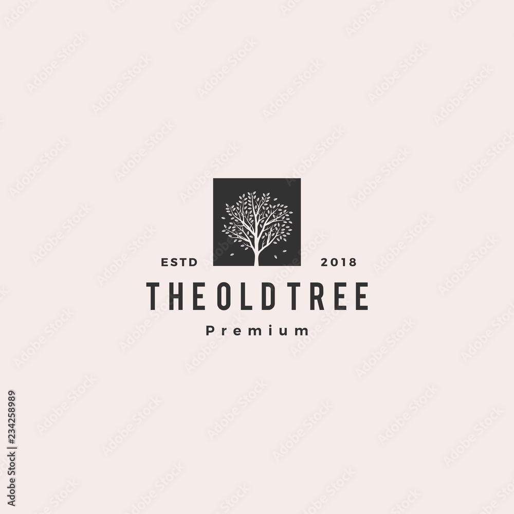 tree logo retro hipster vintage logo label Stock Vector | Adobe Stock