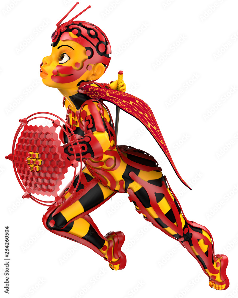 Bee warrior/ Bee warrior rushes into battle. She's wearing red armor ...