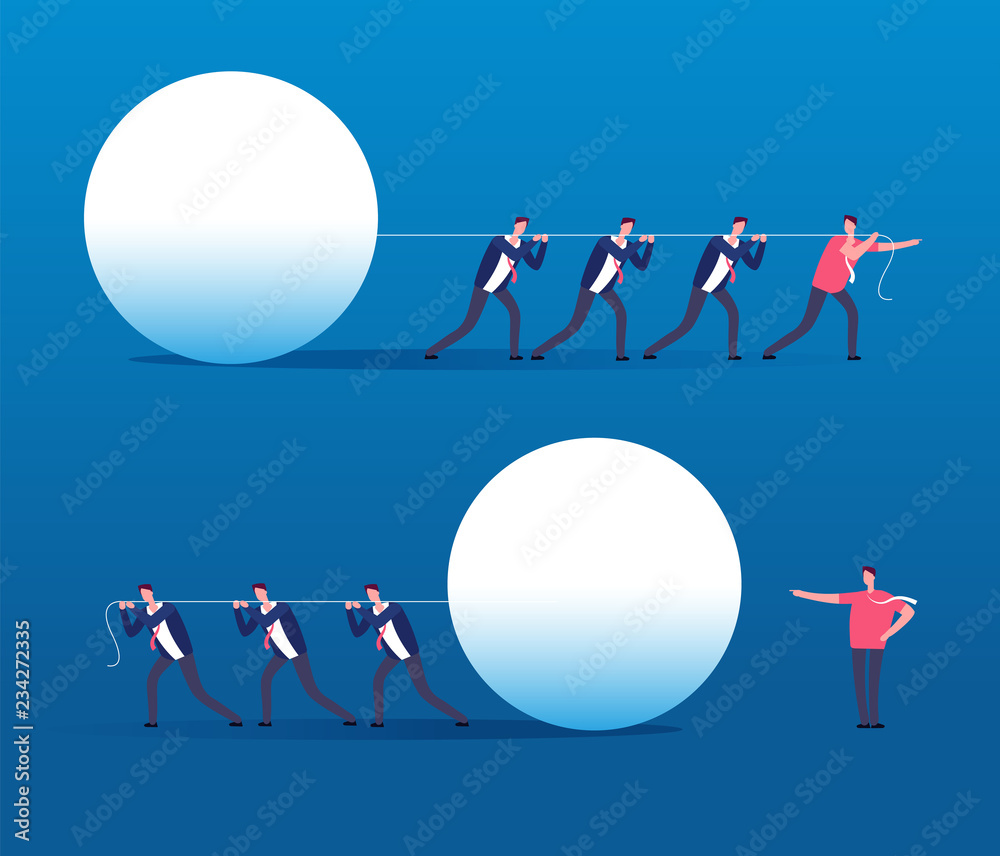 Leader vs boss. Employees management, and successful manager ...