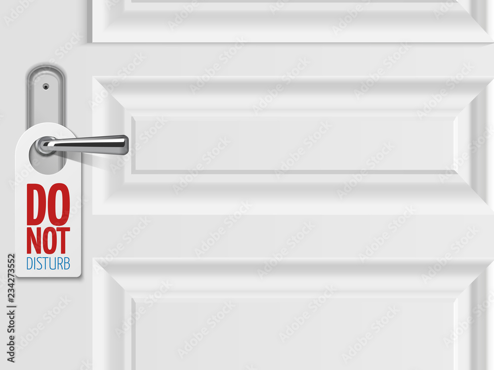 Do not disturb vector concept. White door background with realistic ...