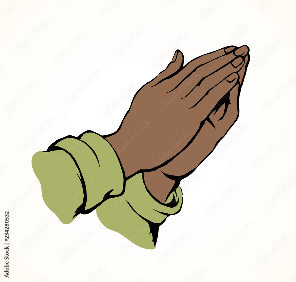 Praying hands. Vector drawing Stock Vector | Adobe Stock