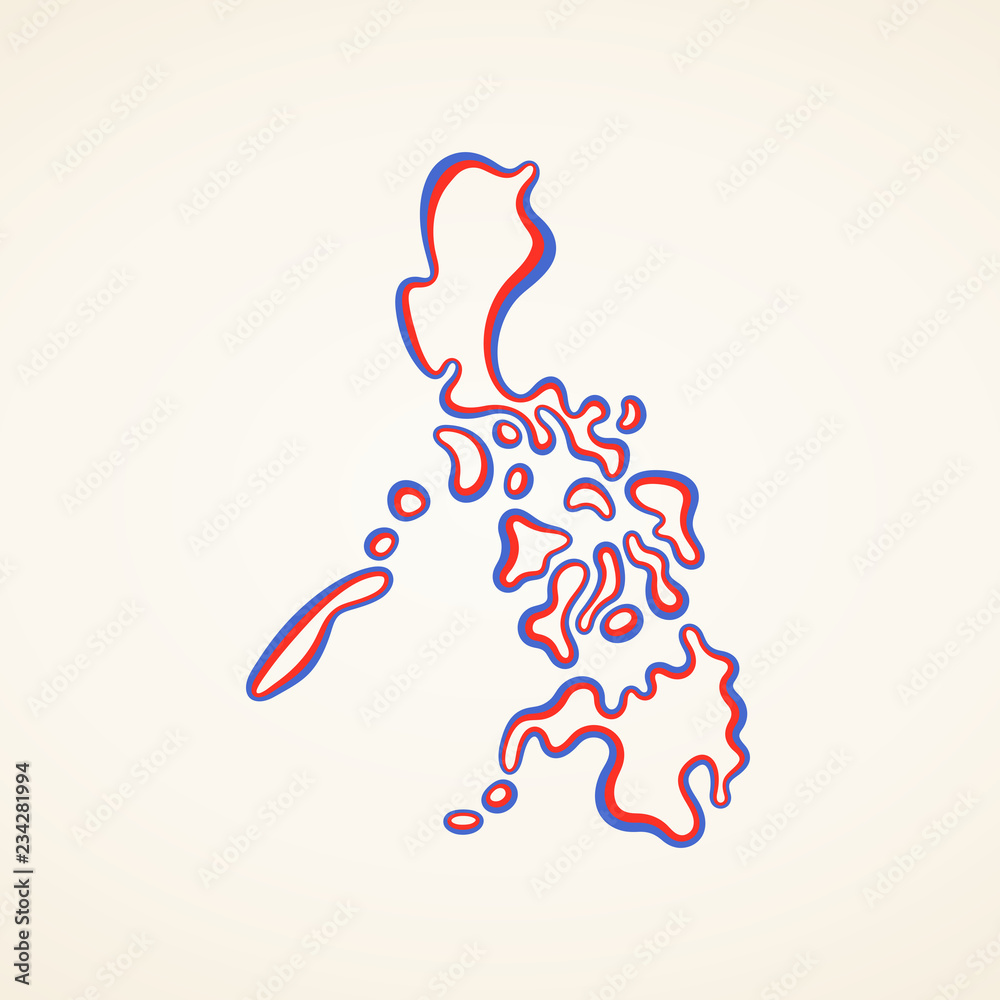 Philippines - Outline Map Stock Vector | Adobe Stock