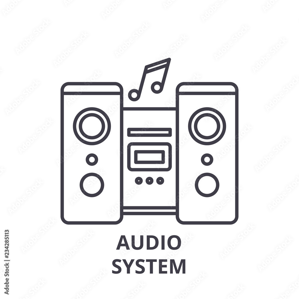 Audio system line icon concept. Audio system vector linear illustration ...