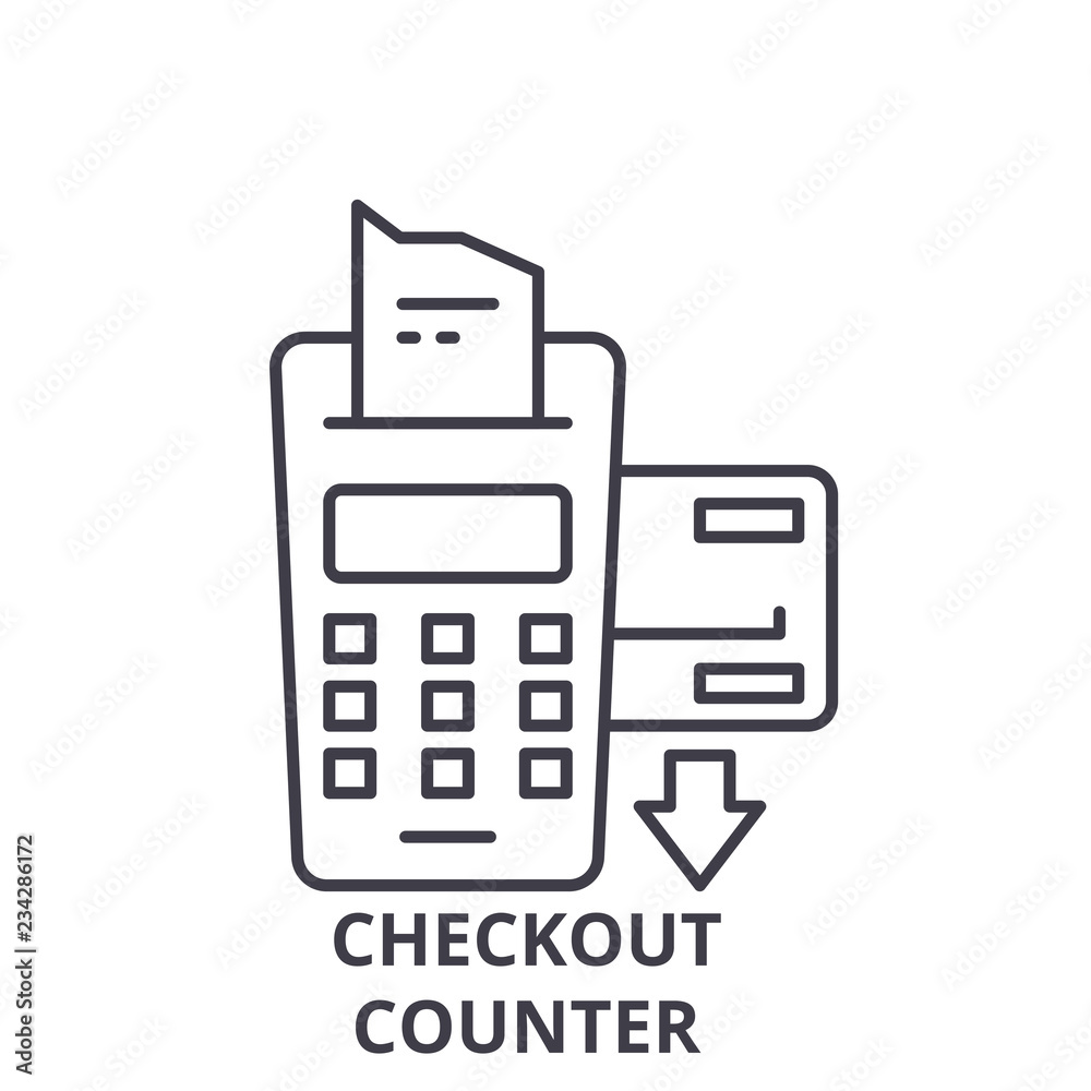 Checkout counter line icon concept. Checkout counter vector linear ...