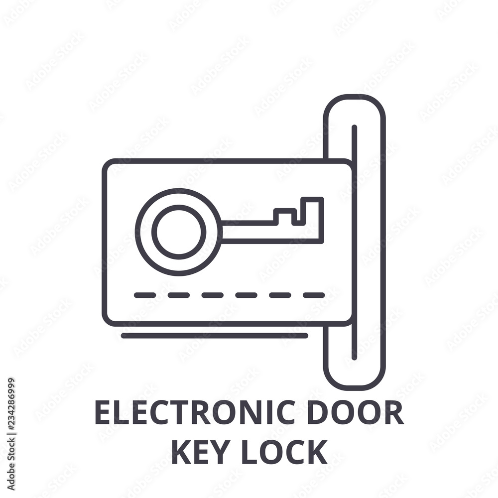 Electronic dook key lock line icon concept. Electronic dook key lock ...