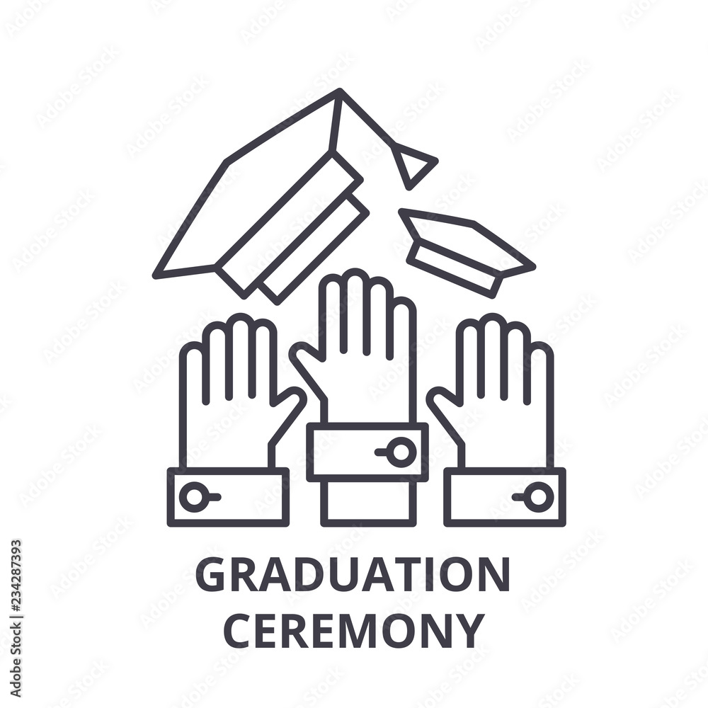 Graduation ceremony line icon concept. Graduation ceremony vector ...