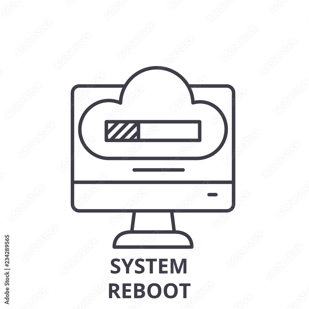 System reboot line icon concept. System reboot vector linear ...