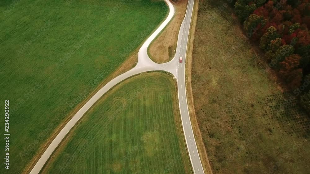 Aerial birds eye view of country road with junction Stock Video | Adobe ...