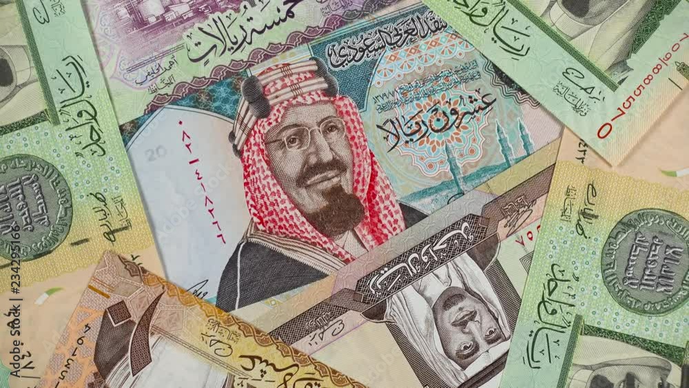Saudi Arabia riyal banknotes rotating. Saudi arabian money. 4K UHD ...