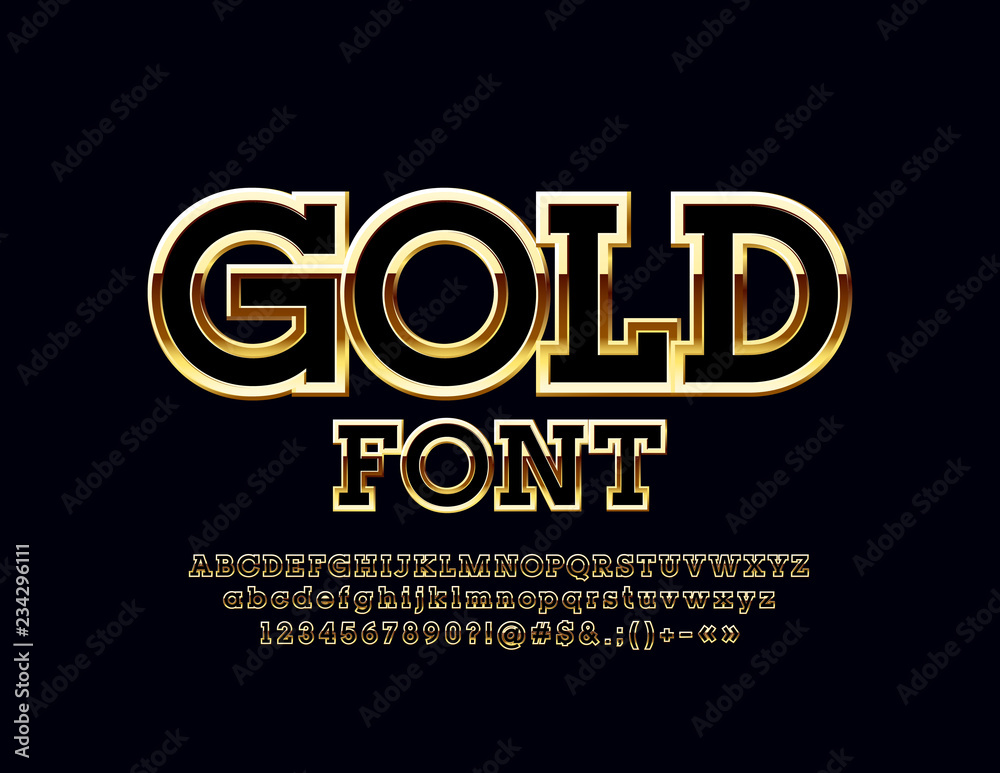 Vector luxury Gold Alphabet. Elegant set of beautiful Letters, Numbers ...