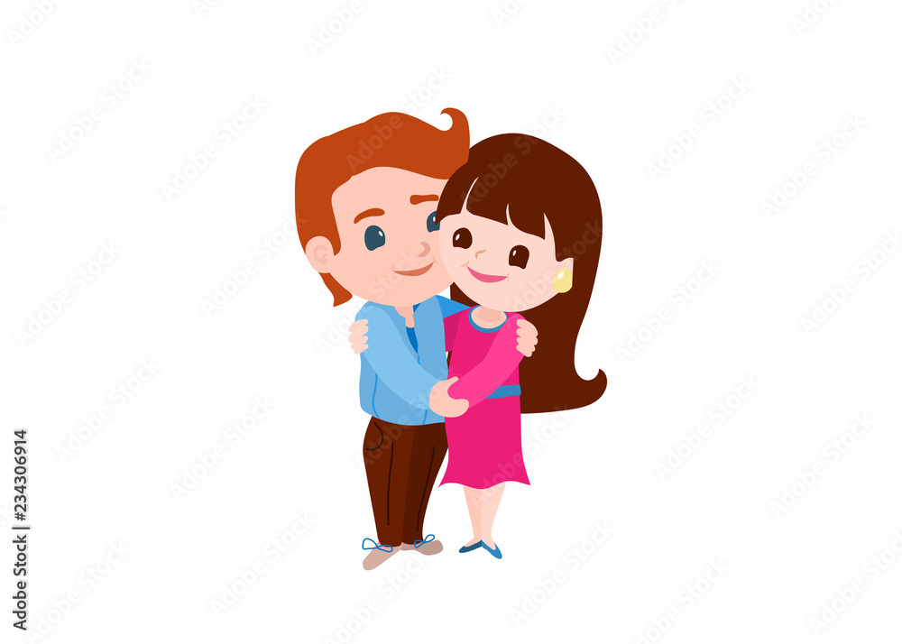 Cartoon People Hugging Each Other