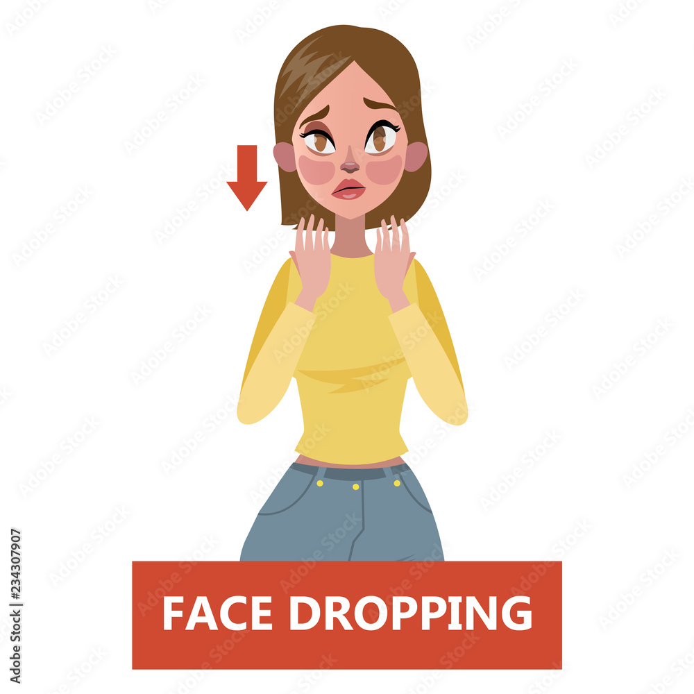 Sign of a stroke infographic. Woman with face drooping Stock Vector ...