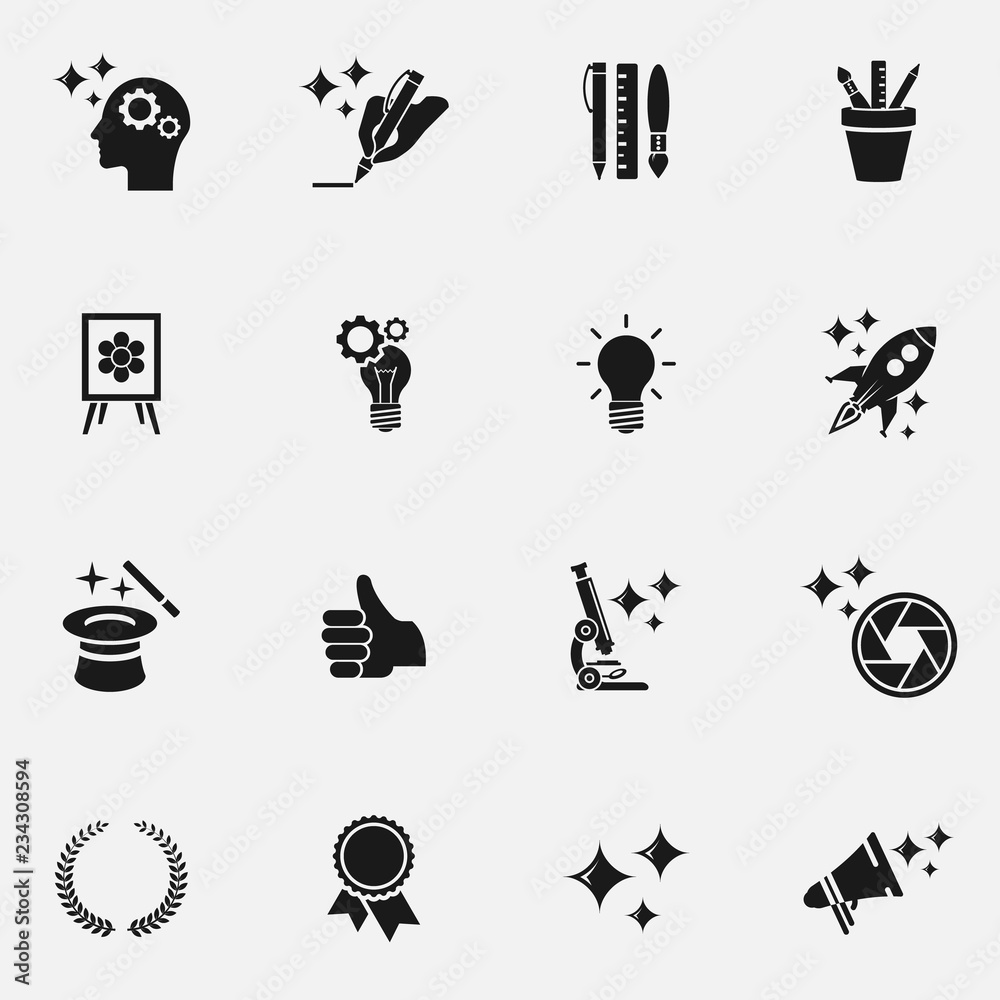 Set of creativity flat vector icon isolated on white background. Stock ...