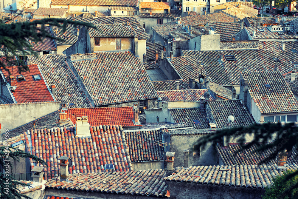 Housing in West Europe. Accommodation in the city. Densely located ...