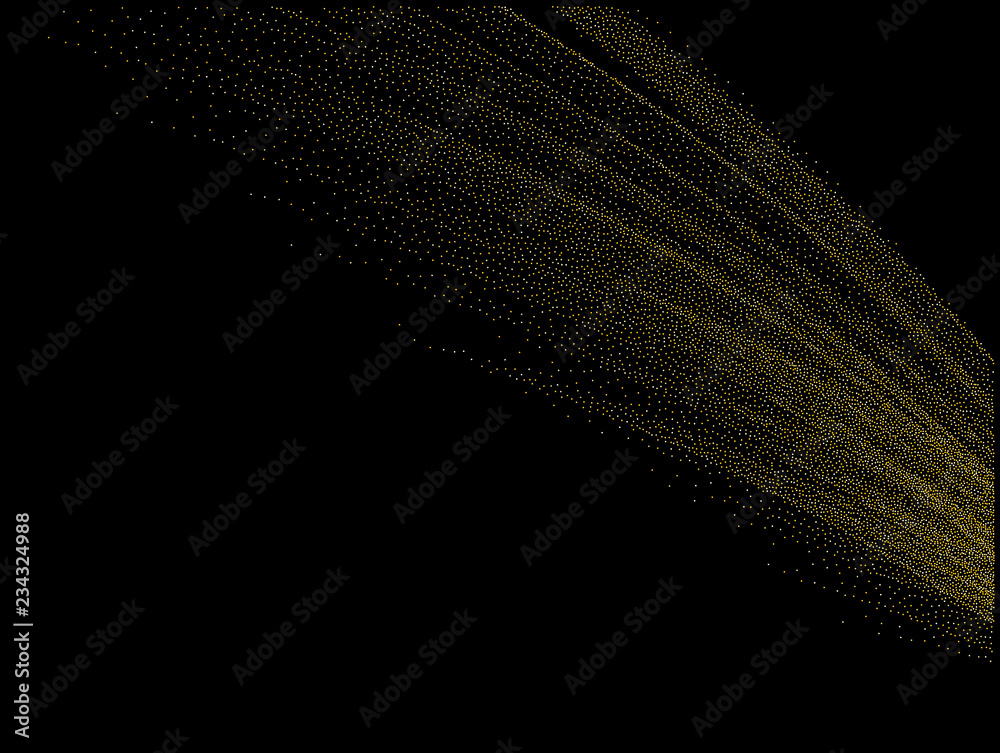 Gold dust on a black background. Small particles, Golden glitter ...