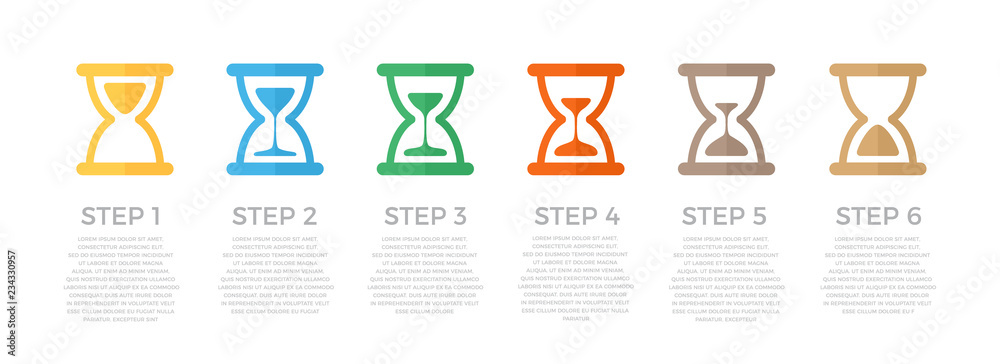 Vector hourglass infographic concept. Timeline illustration of sand ...